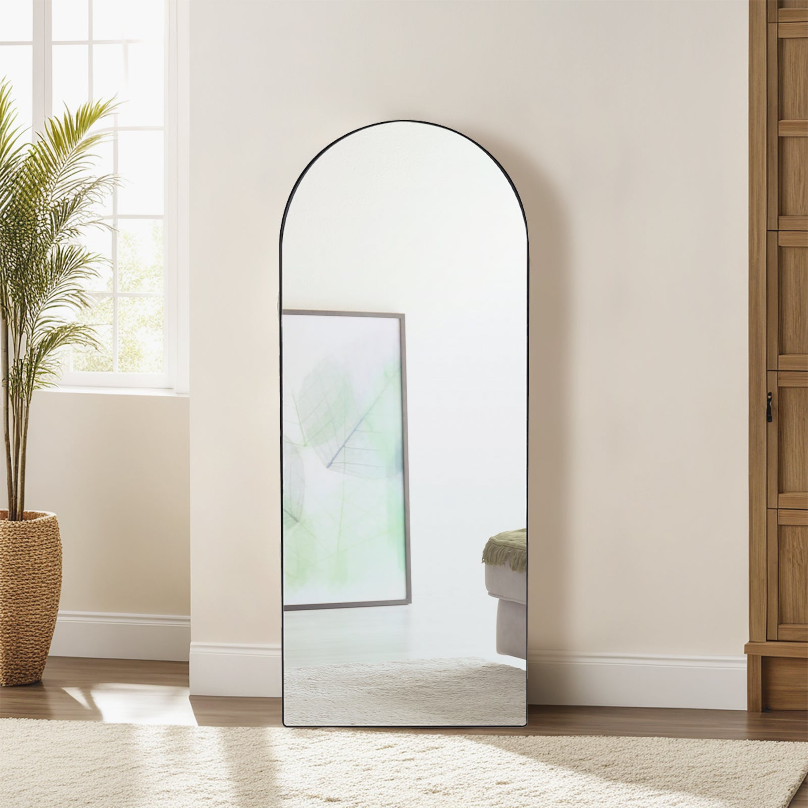 Selena Metal Arched Full Length Wall Mirror - Black – Space General