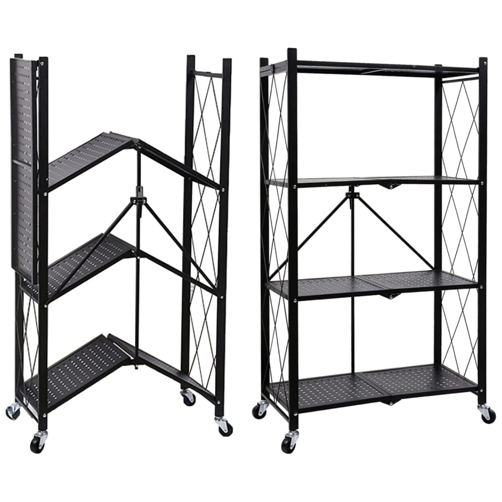 Foldable 4-Tier Metal Rack Storage Shelving Unit – Space General