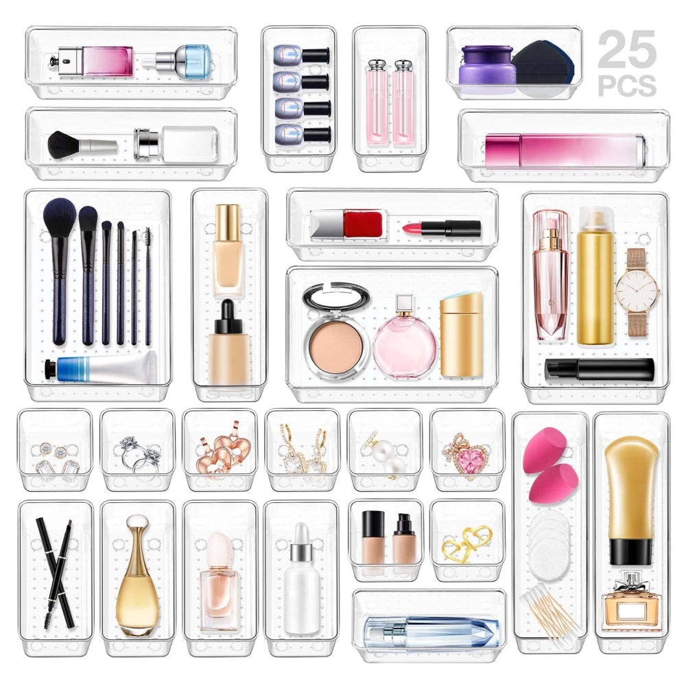 Clear Plastic Drawer Organiser Set (Set of 25) – Space General