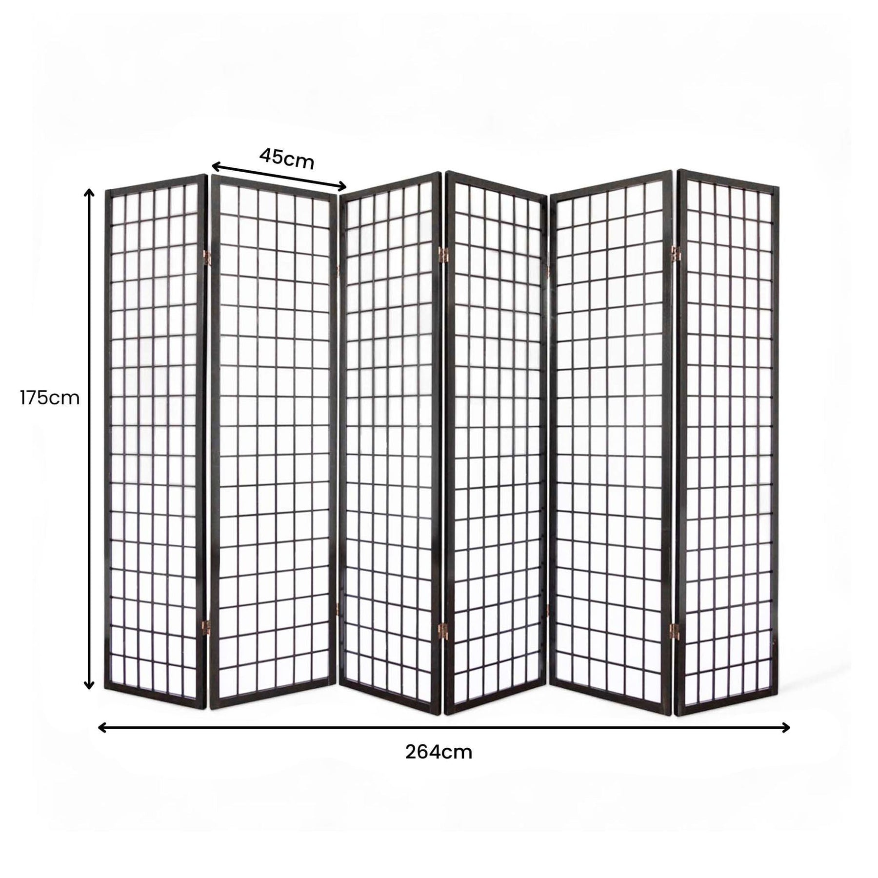 6-Panel Wooden Room Divider - Black – Space General