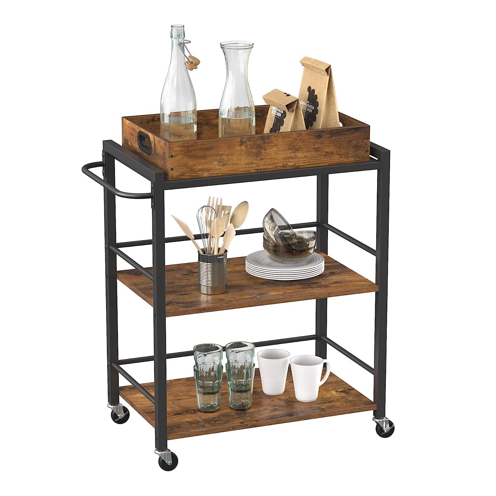 Bar Cart Industrial Style - Brown and Black – Space General