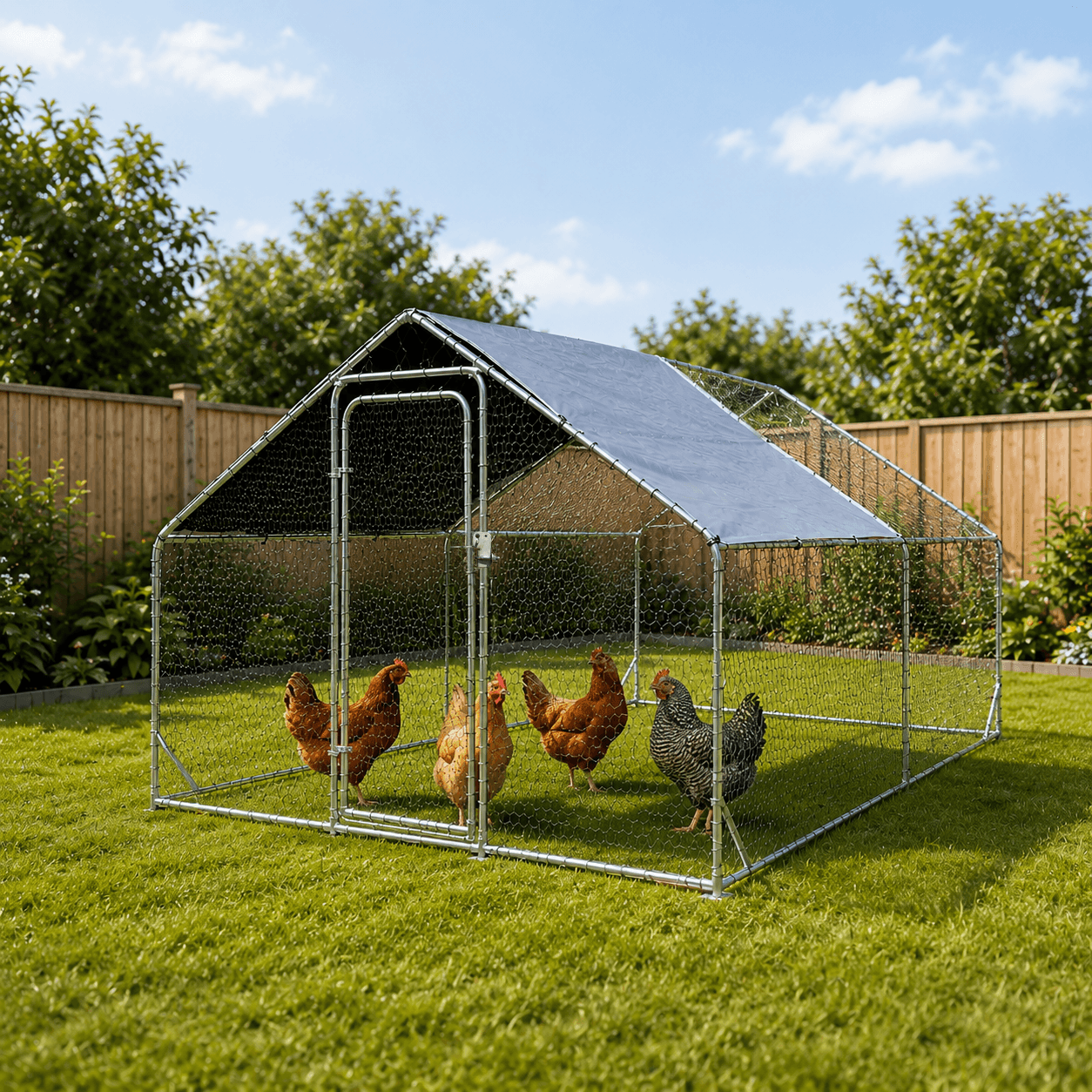 4x3x1.95m Large Chicken Run & Hen House – Heavy Duty Galvanized Steel ...