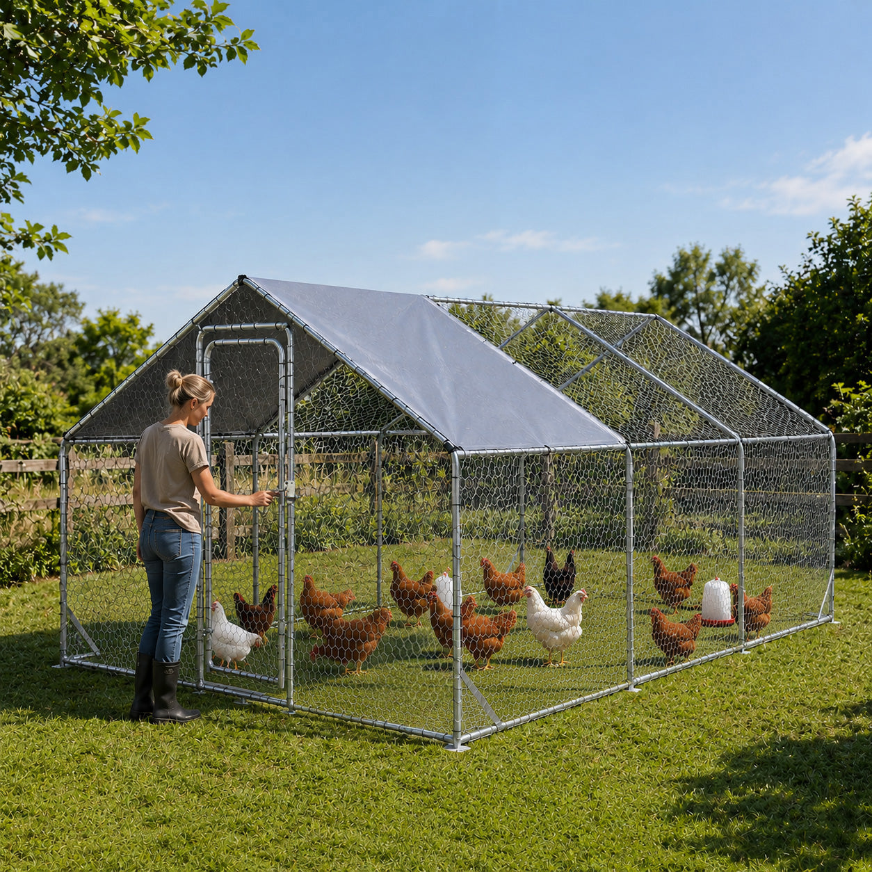 6x3x1.95m Walk-In Poultry Cage – Secure 0.9mm Hexagonal Mesh with Weat ...