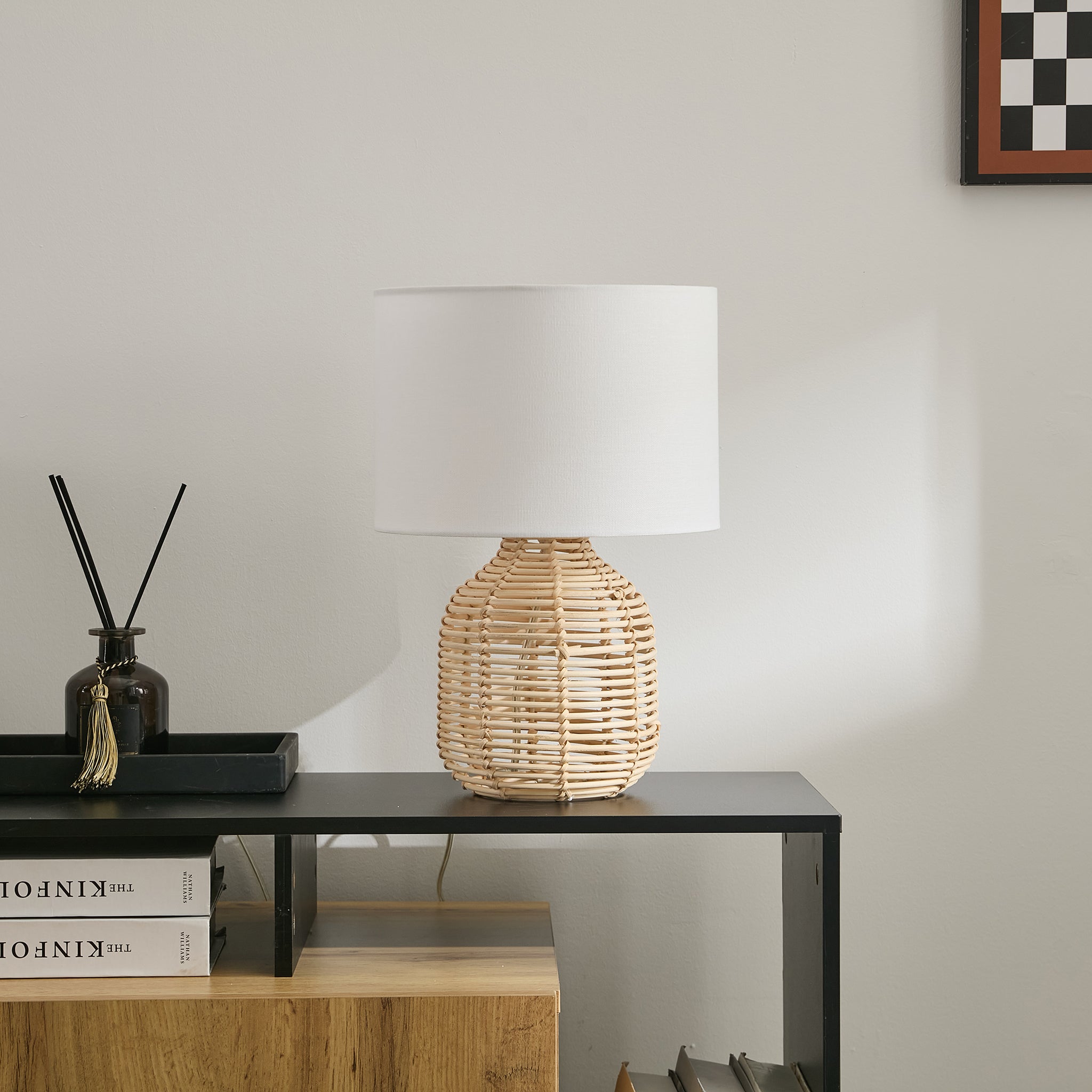 Natural Rattan Table Lamp - White – Space General