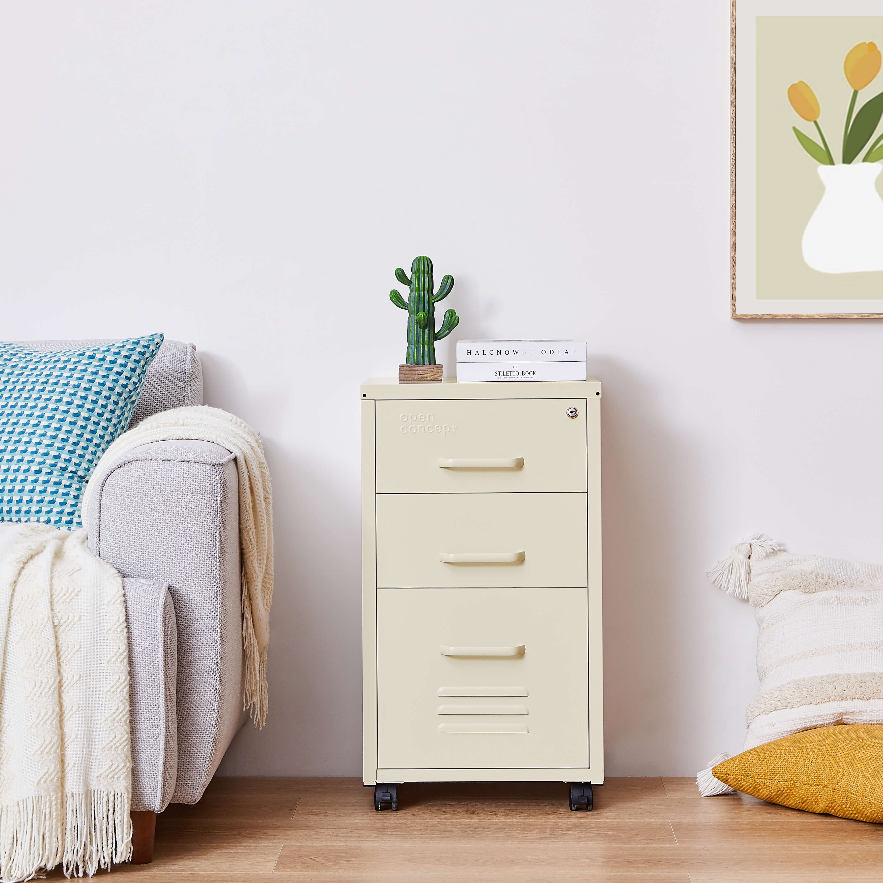 Rainbow File Storage Mobile Cabinet - Cream – Space General