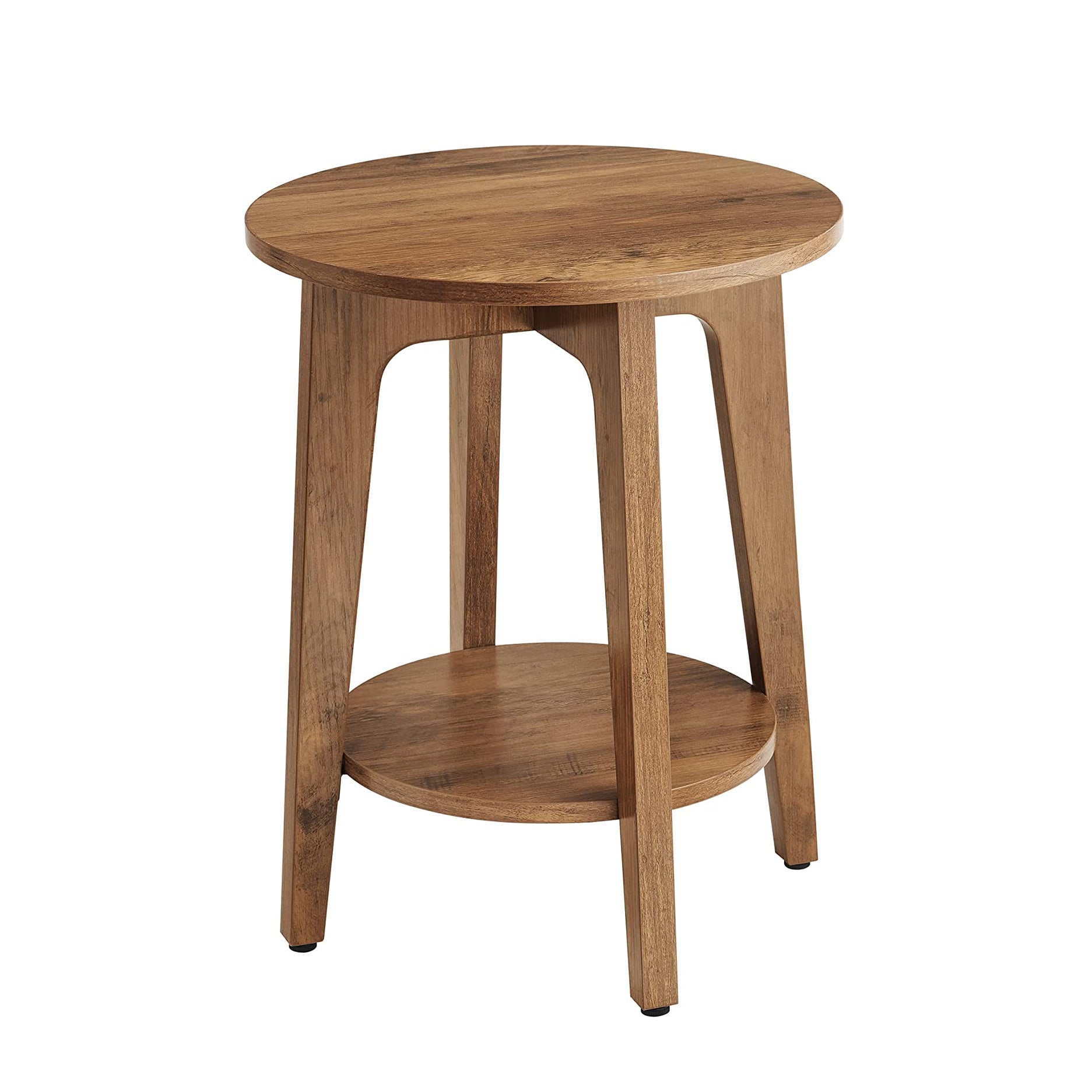 Karla Side Table With Lower Shelf - Rustic Walnut – Space General