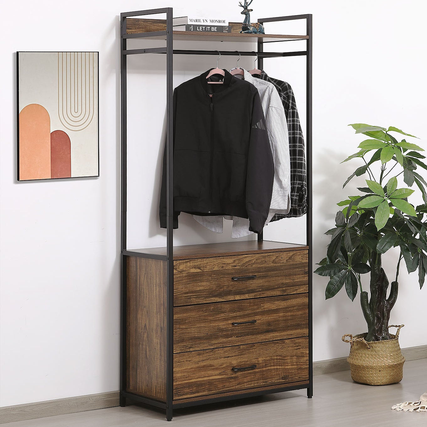 Freestanding Wardrobe - Drawers & Top Shelf Storage – Space General