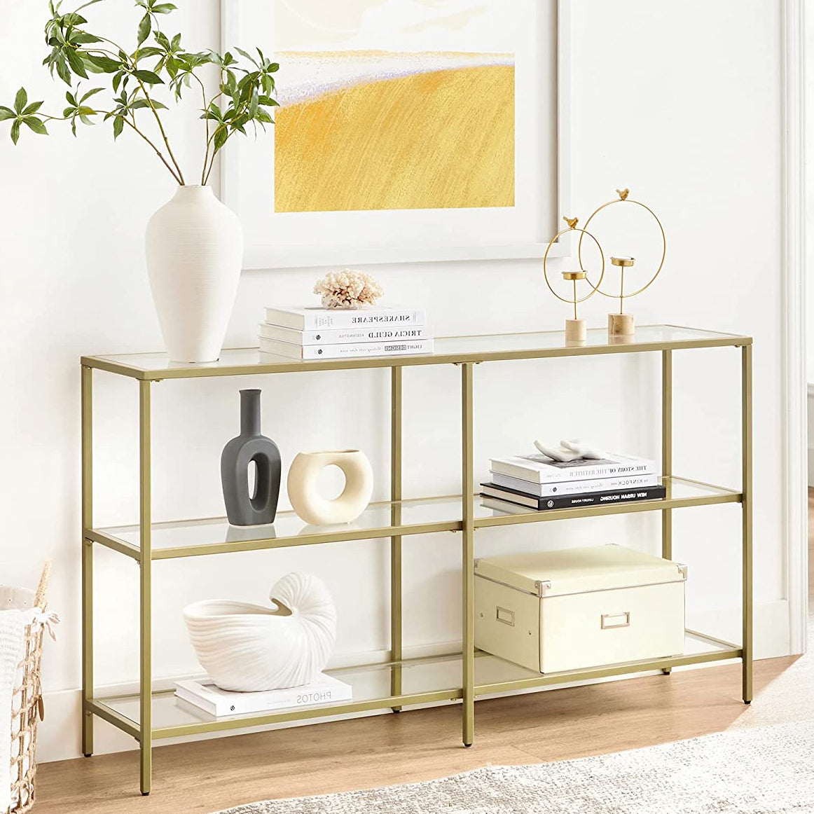 Console Table Tempered Glass 130cm Gold | Nyla – Space General