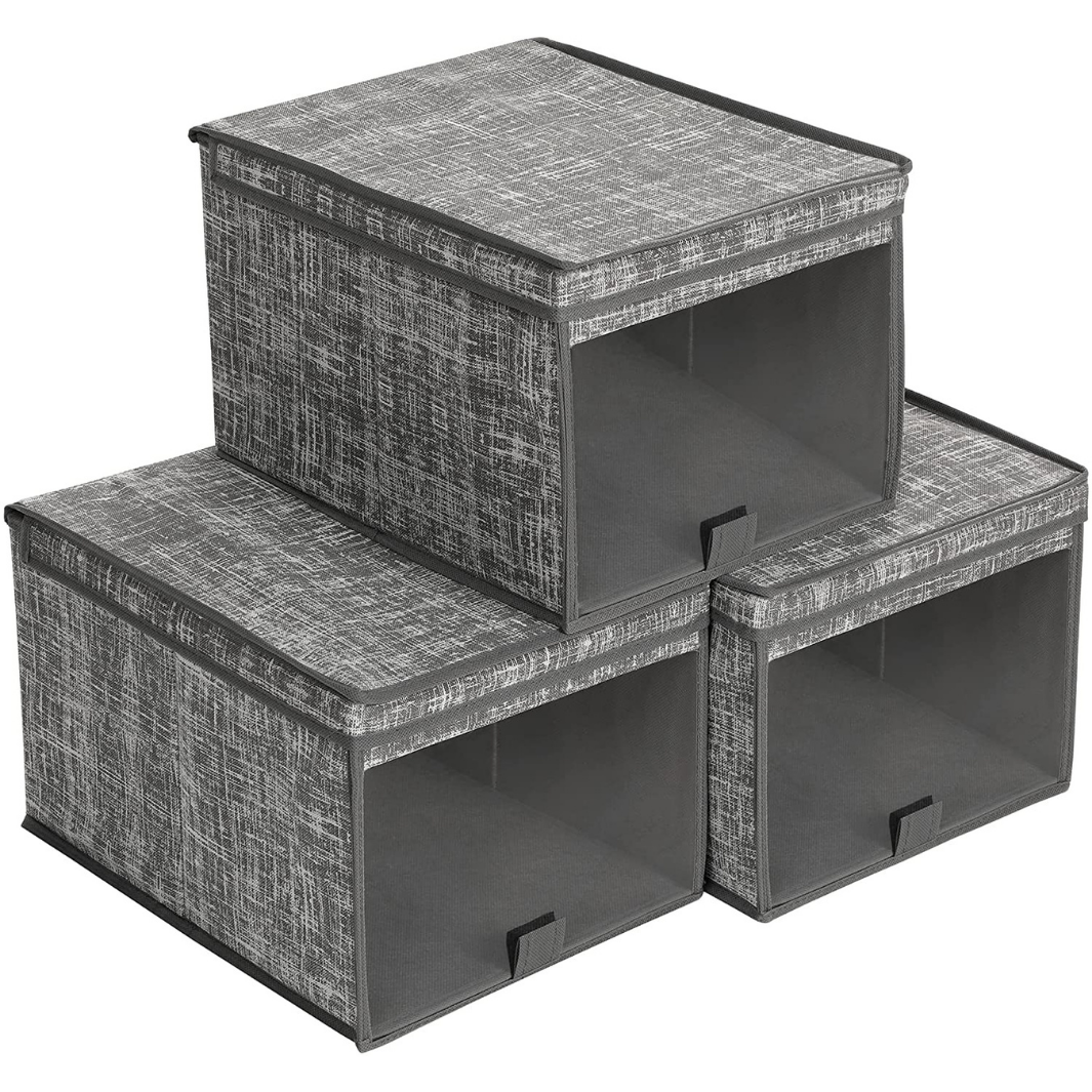 Stackable Fabric Storage Box Grey (Set of 3) – Space General